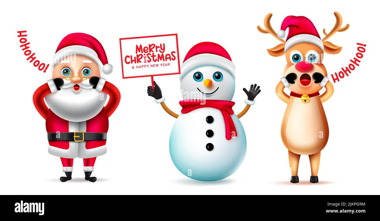 Christmas characters vector set. Christmas character like santa claus ...