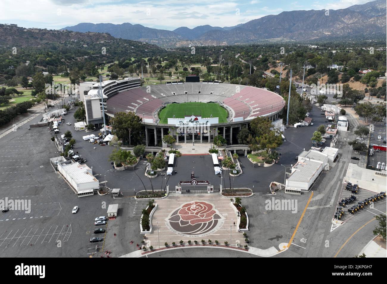 A general overall aerial view of the Rose Bowl stadium with ...