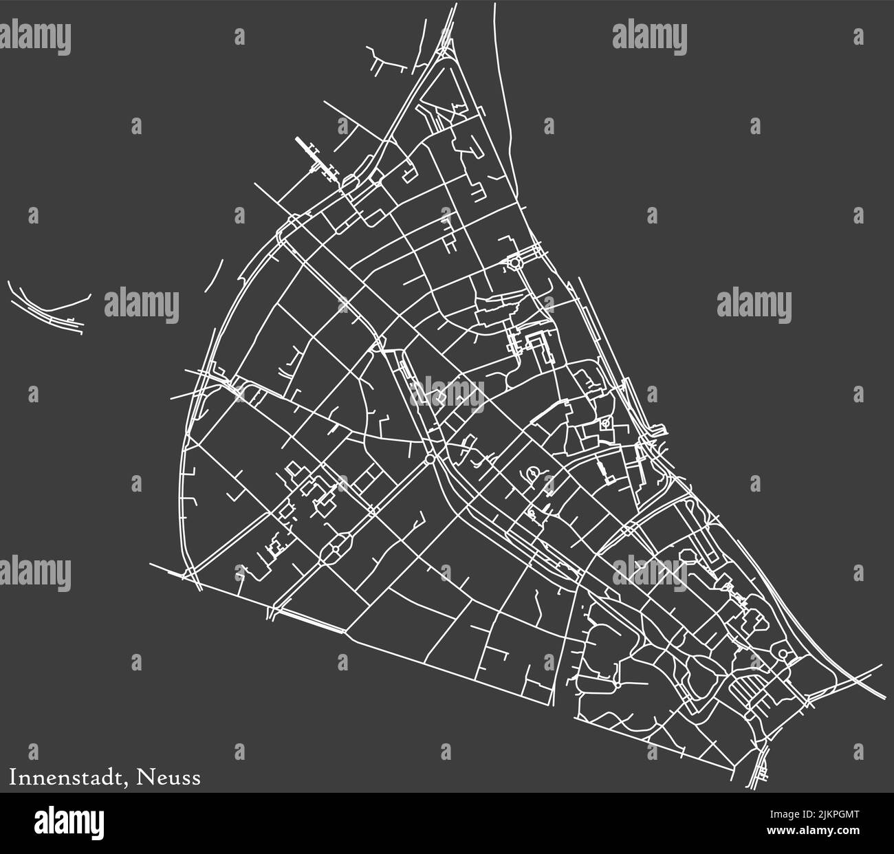 Street roads map of the INNENSTADT ZENTRUM DISTRICT, NEUSS Stock Vector ...