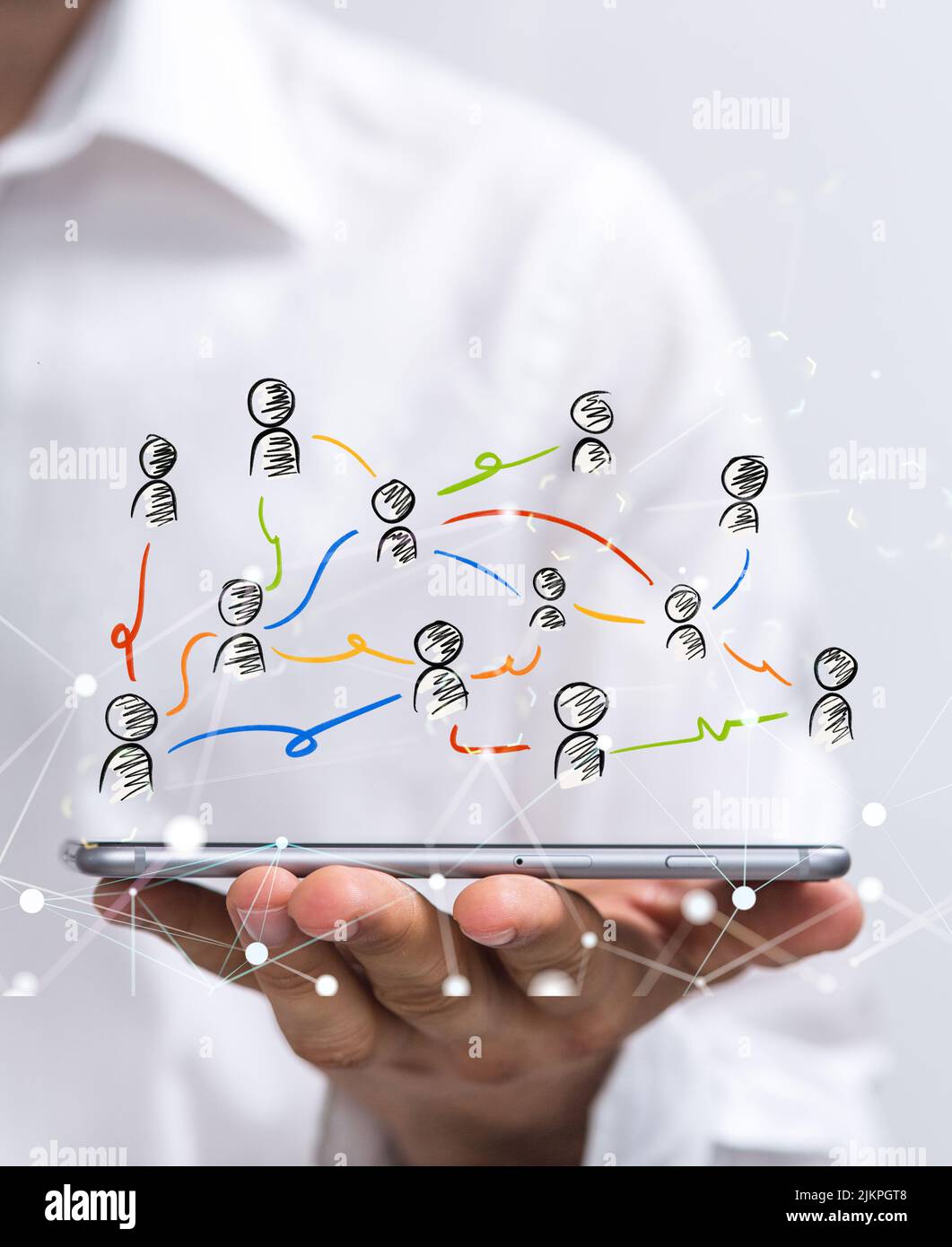 A 3D render of team communication and abstract social network ...