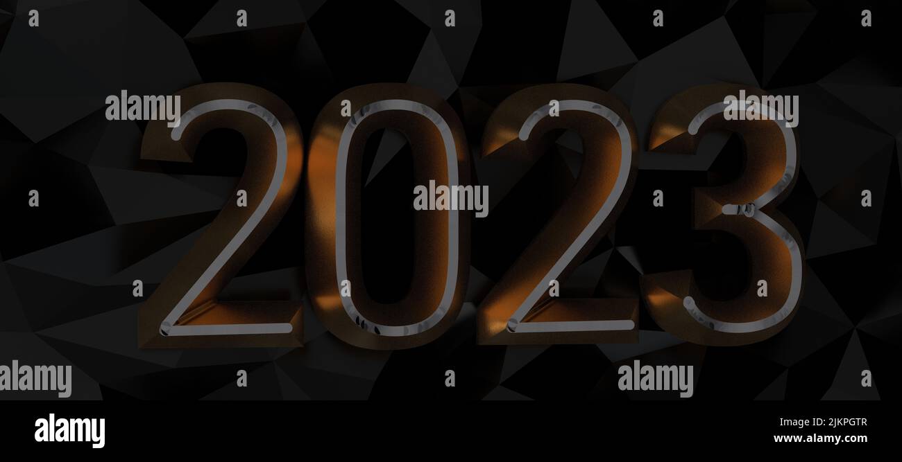 A beautiful design of 2023 isolated in wave style black background ...