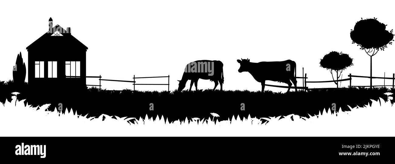 Farm Scene Silhouette