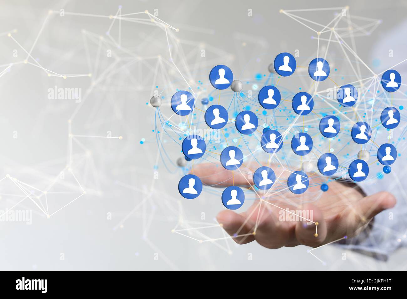 A 3D render of team communication and abstract social network ...