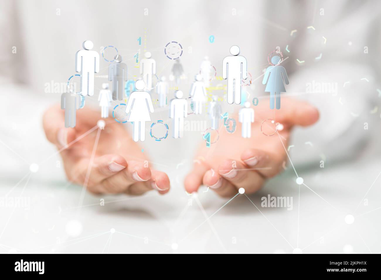 A 3D render of team communication and abstract social network ...