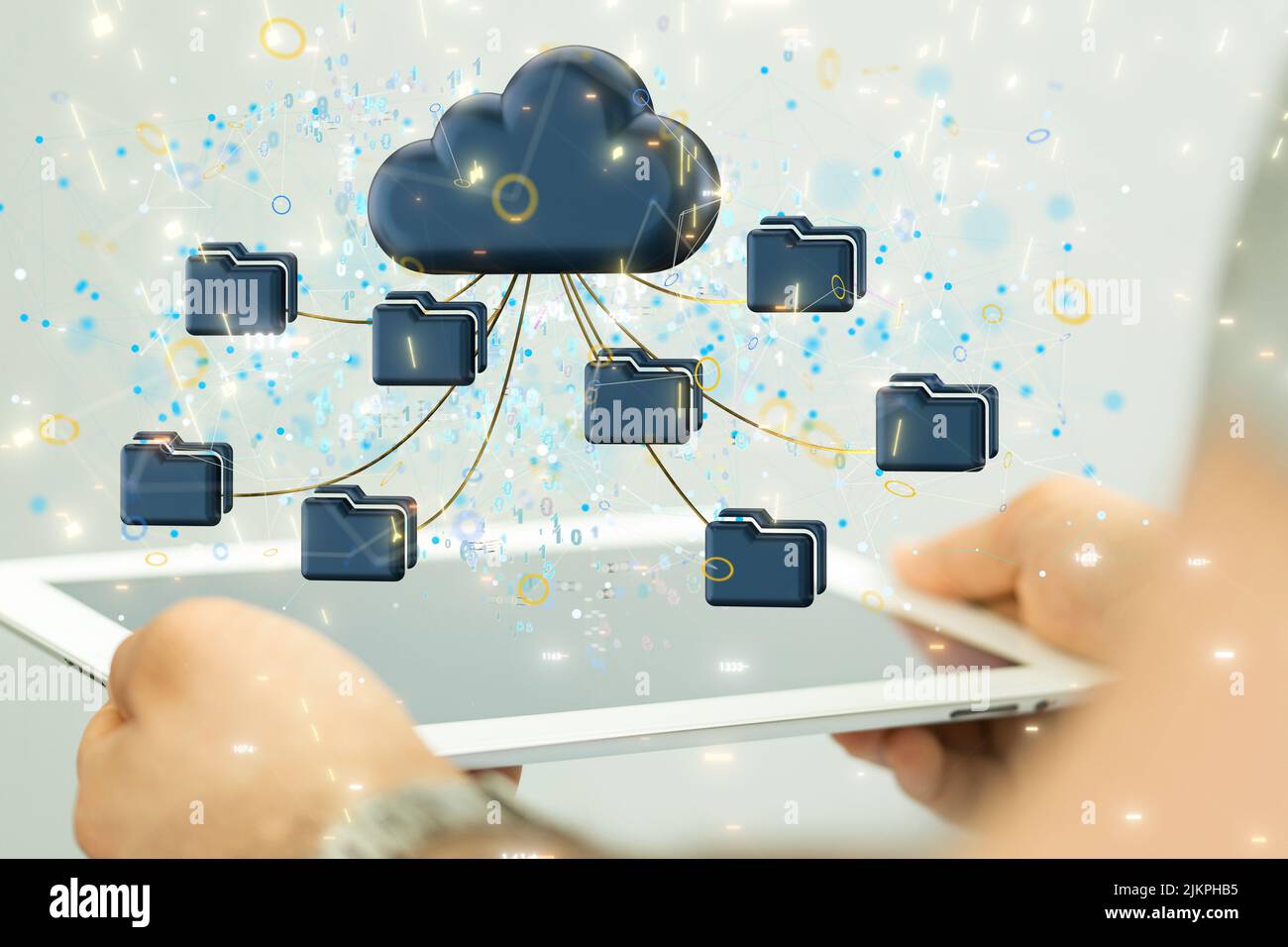 Data cloud storage network from lines, triangles and particle style design Stock Photo - Alamy