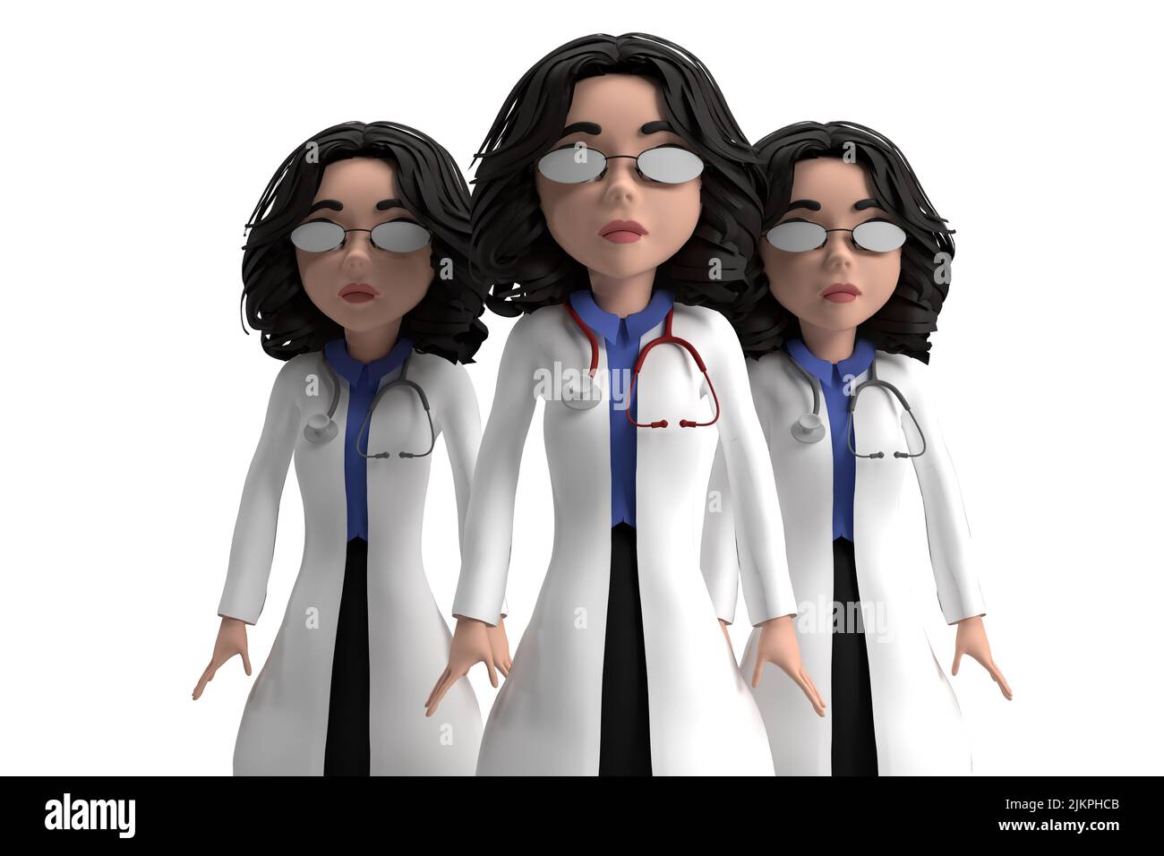 3d illustration. Three female doctors on a white background Stock Photo ...