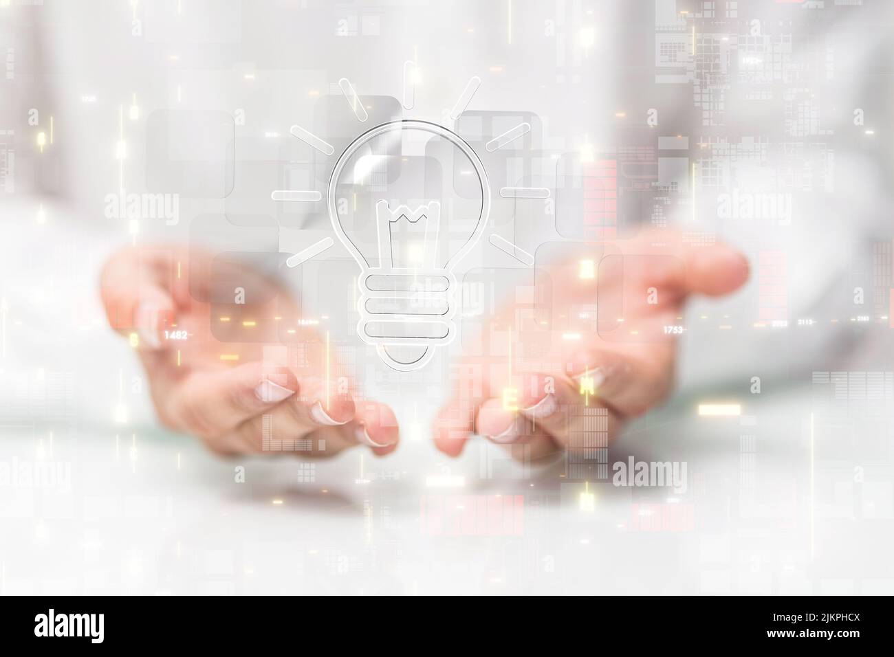 A 3d Rendering Of Lightbulb Floating Over Human Hands Neural Network And Cybersecurity Concept 2511