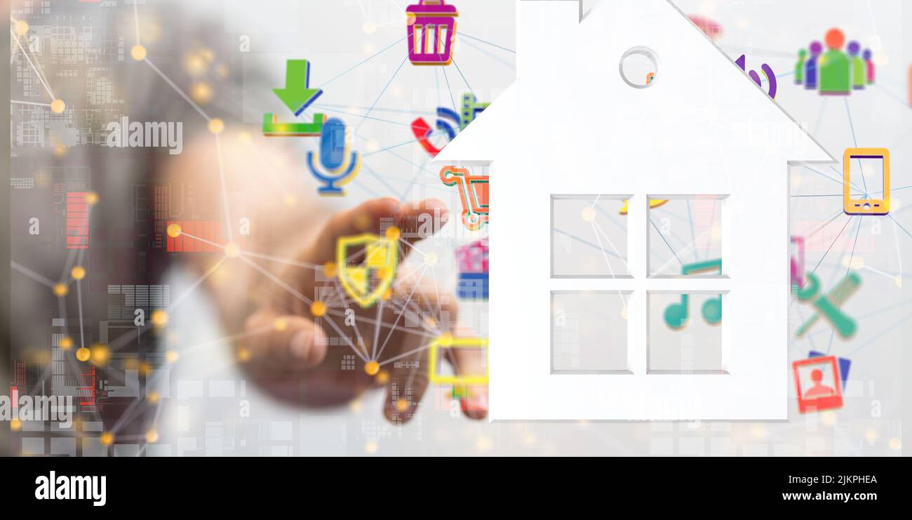 The 3D rendering of model of the house and digital iot Stock Photo - Alamy