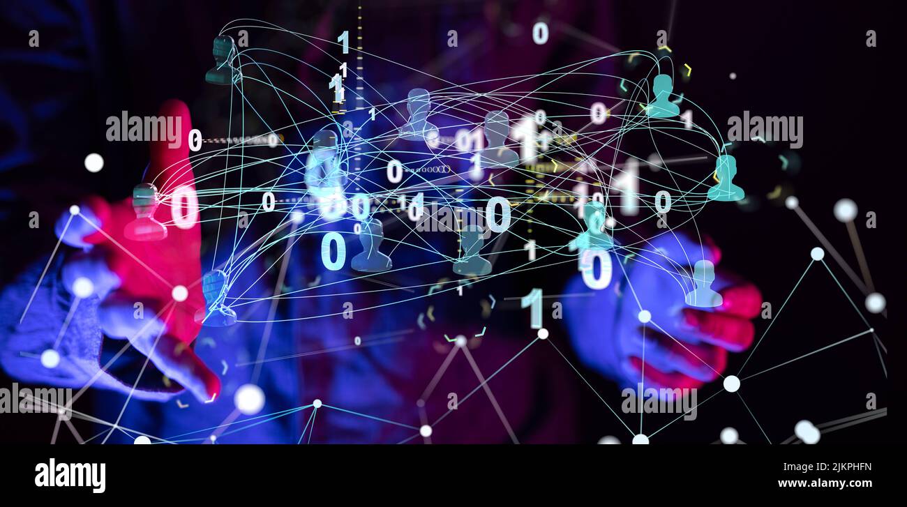 The 3D rendering of neural network concept connected cells with links ...