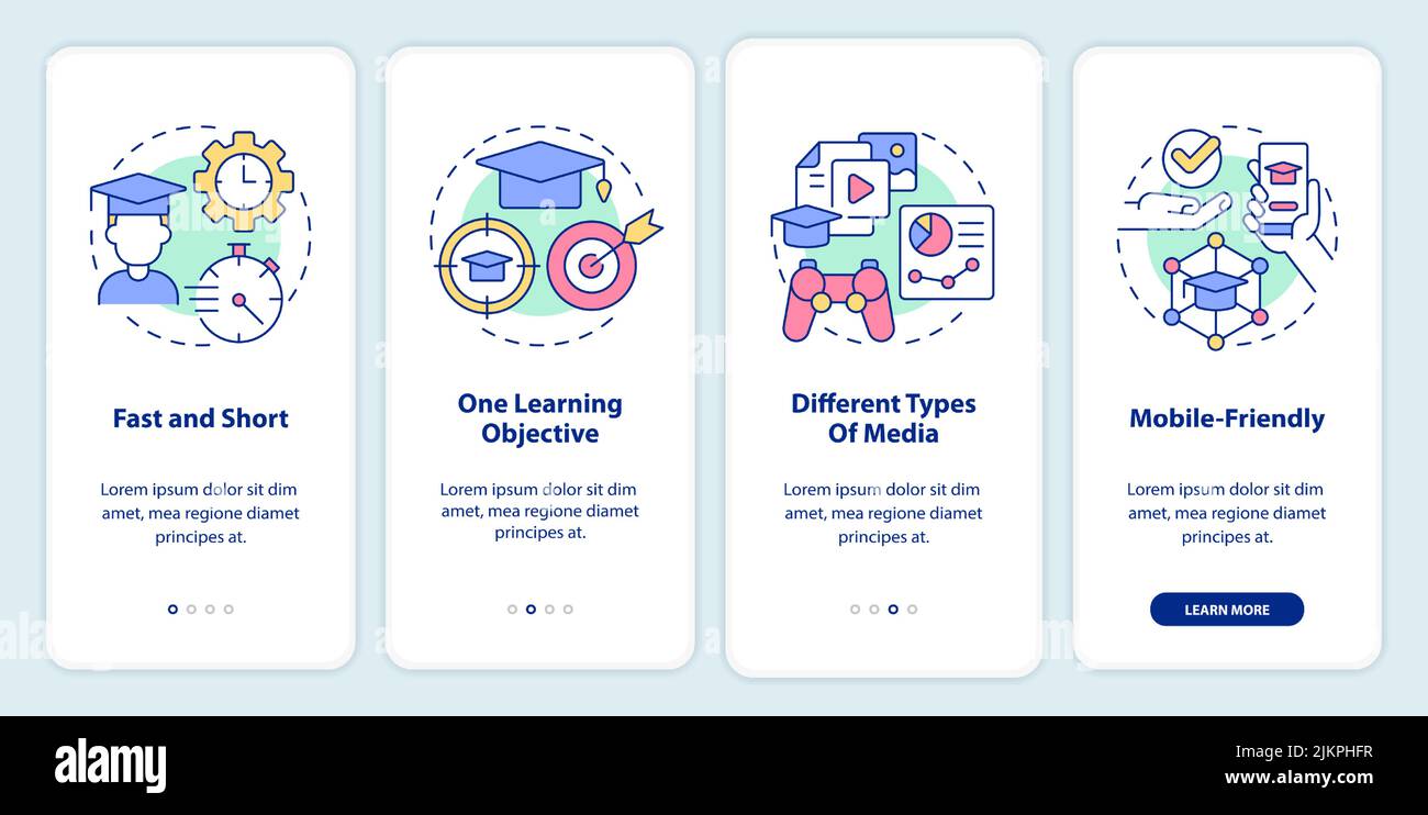 Principles of microlearning onboarding mobile app screen Stock Vector Image & Art - Alamy