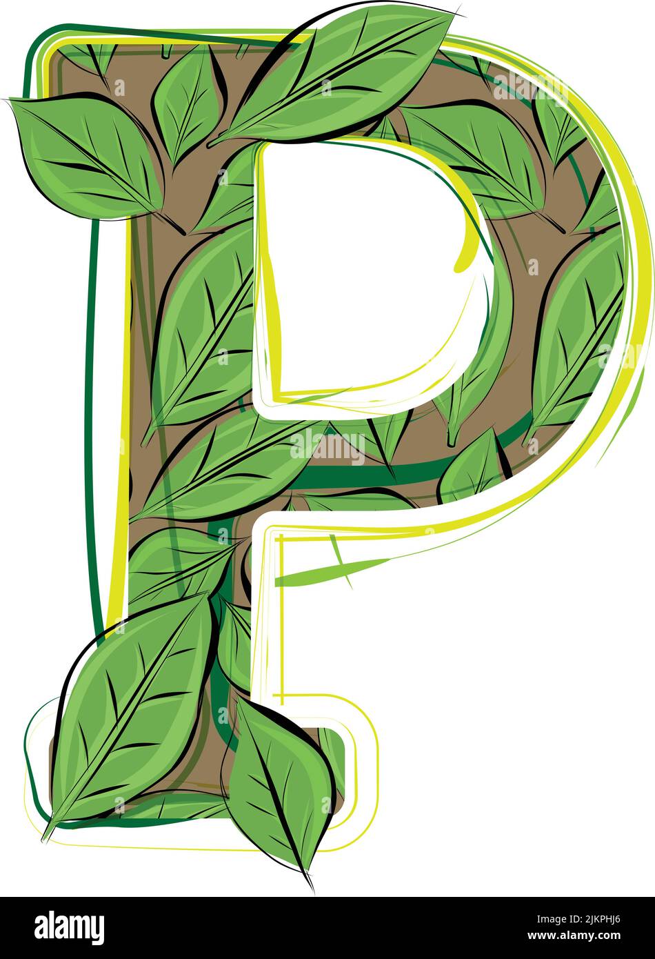 Green leaf alphabet vector Illustration LETTER P Stock Vector Image ...