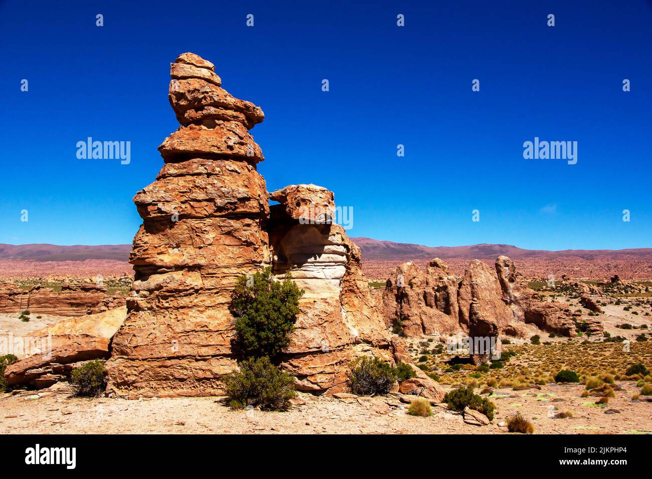 Carved red rocks in rocky desert. Marvelous stones formation Stock ...
