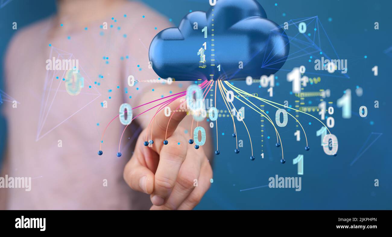 Cloud technology. Polygonal wireframe art looks like constellation Stock Photo - Alamy