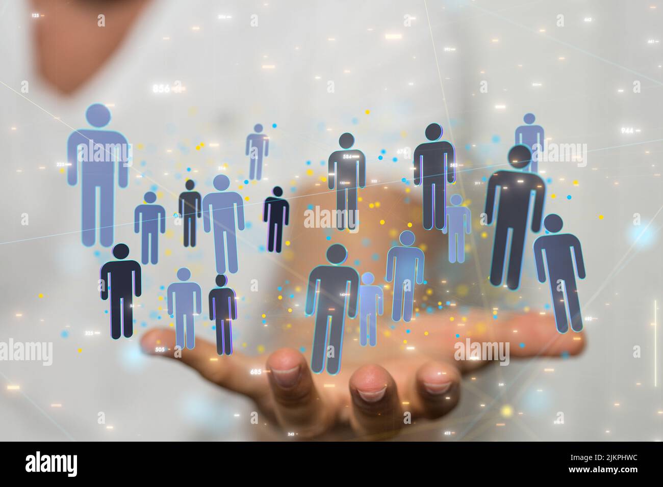 A 3d rendering of human figures connected with neural networks floating ...