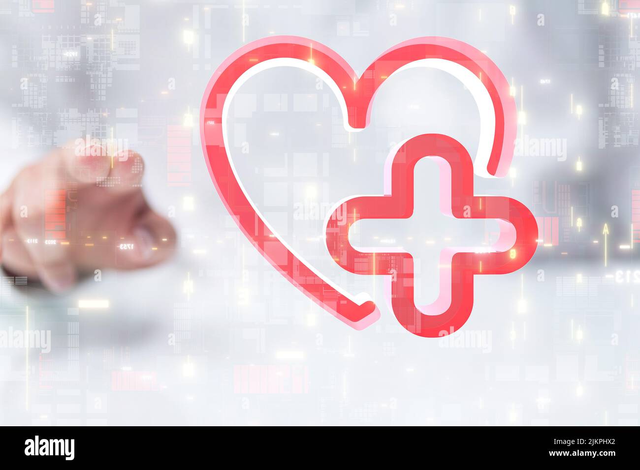 A UI icon with a medical heart symbol and network connections Stock ...