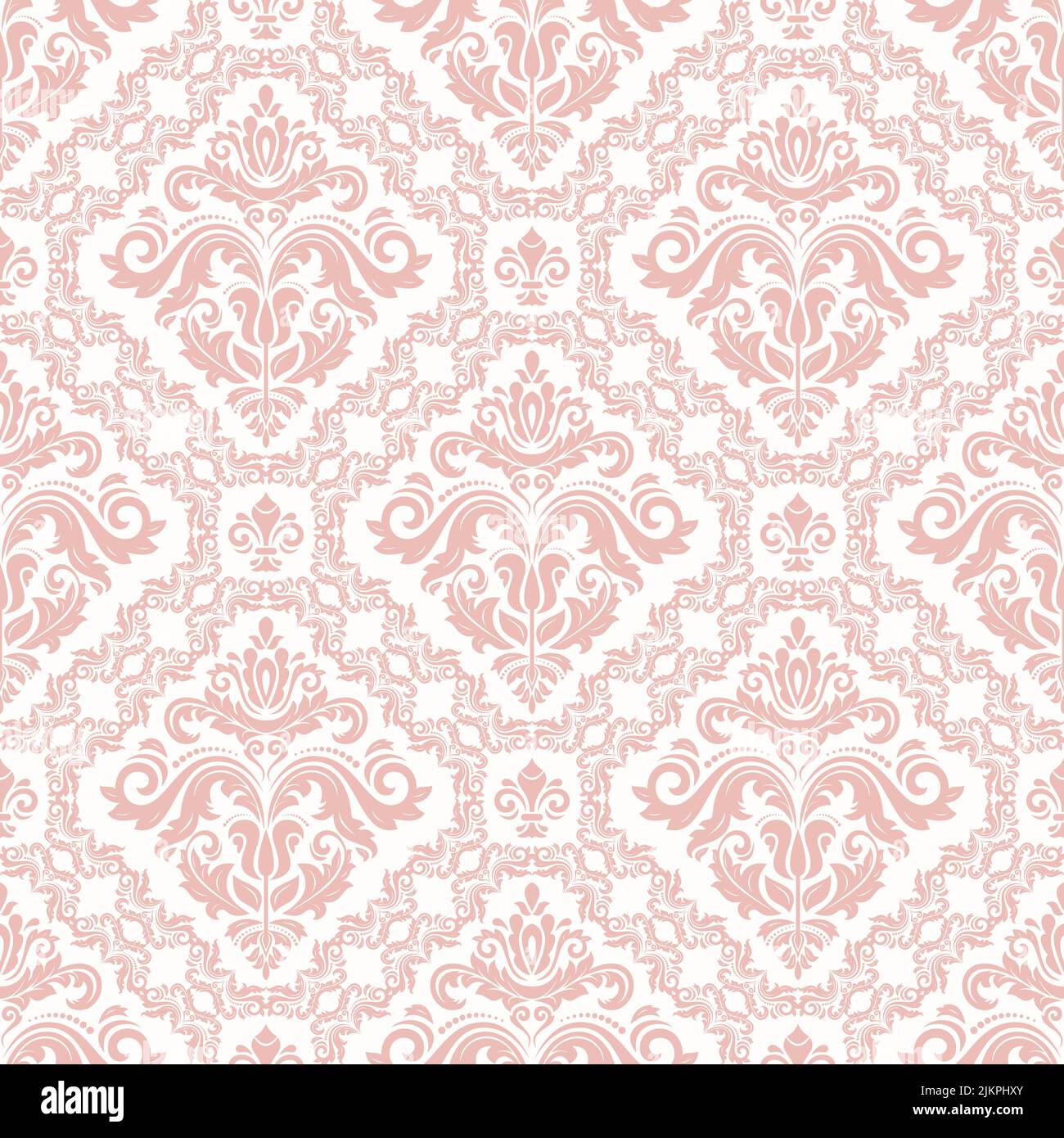 Orient vector classic pink and white pattern. Seamless abstract ...