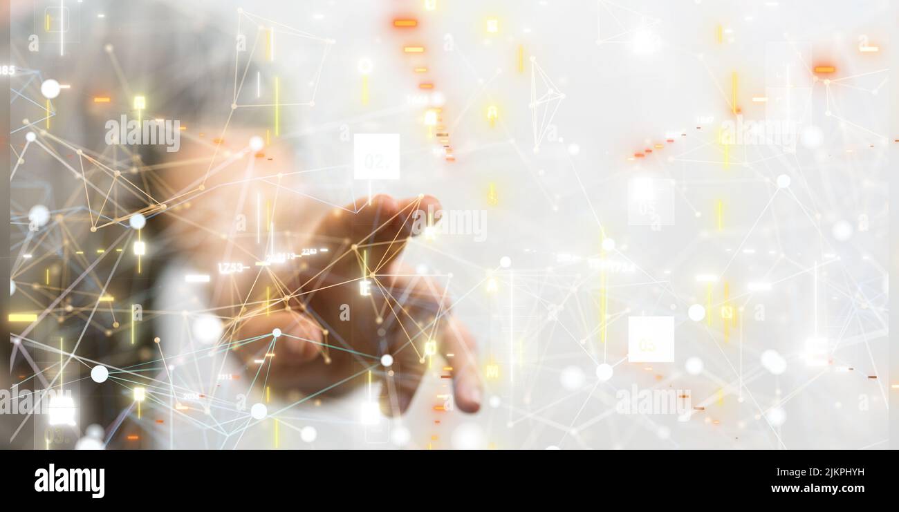 A 3D rendering of neural network 3D with big data and cybersecurity and ...