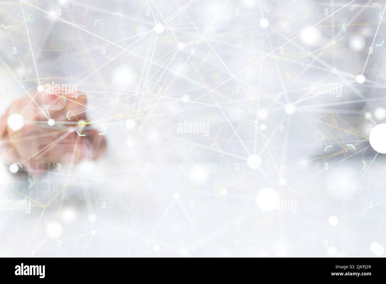 A 3d rendering of white dot connections and digital network and data ...
