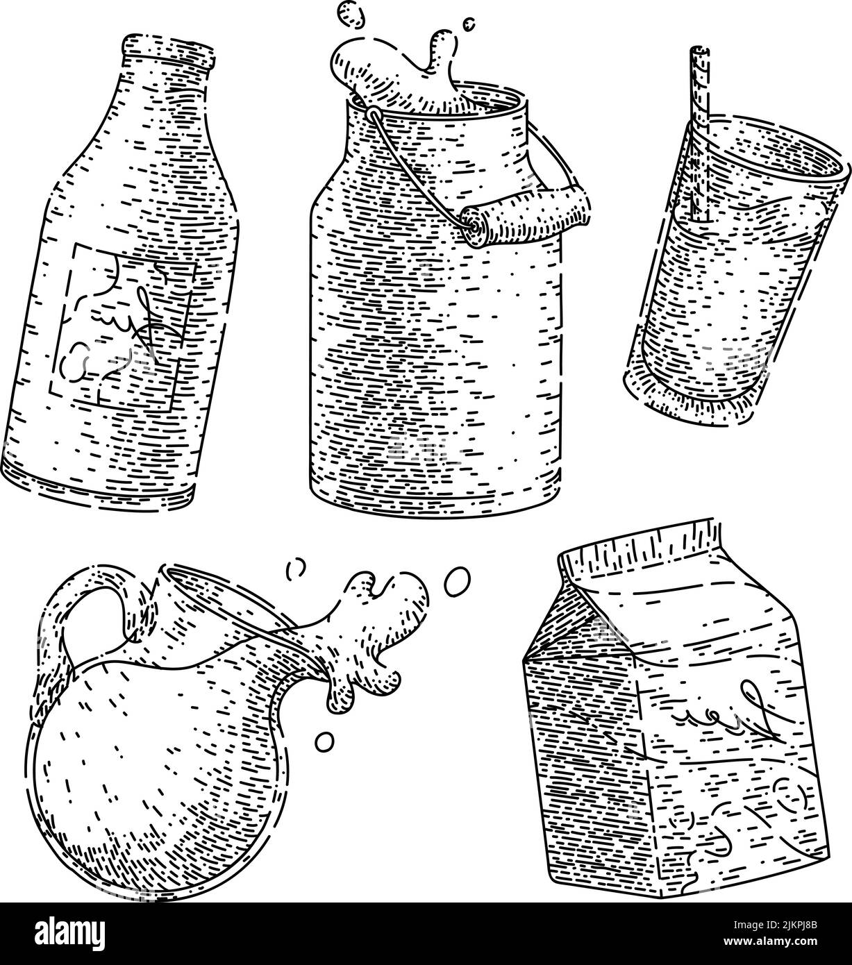 milk white set sketch hand drawn vector Stock Vector Image & Art - Alamy