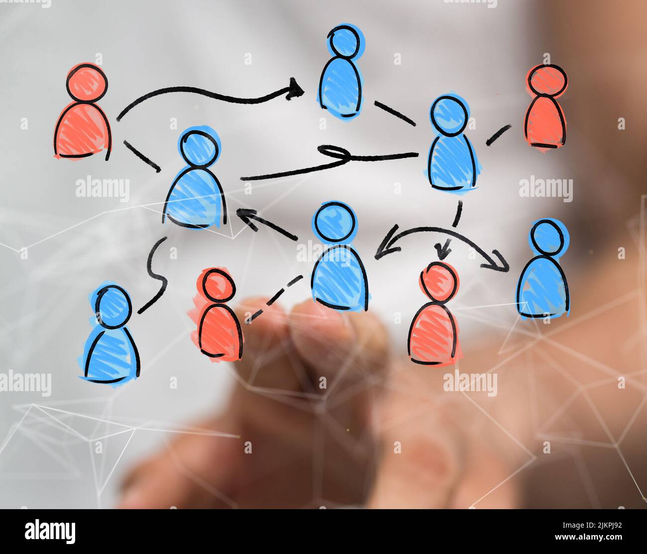 A 3D render of team communication and abstract social network ...