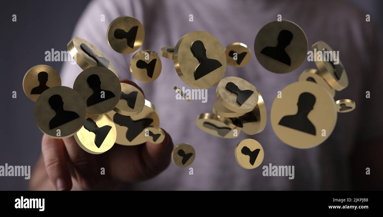 A 3D render of team communication and abstract social network ...