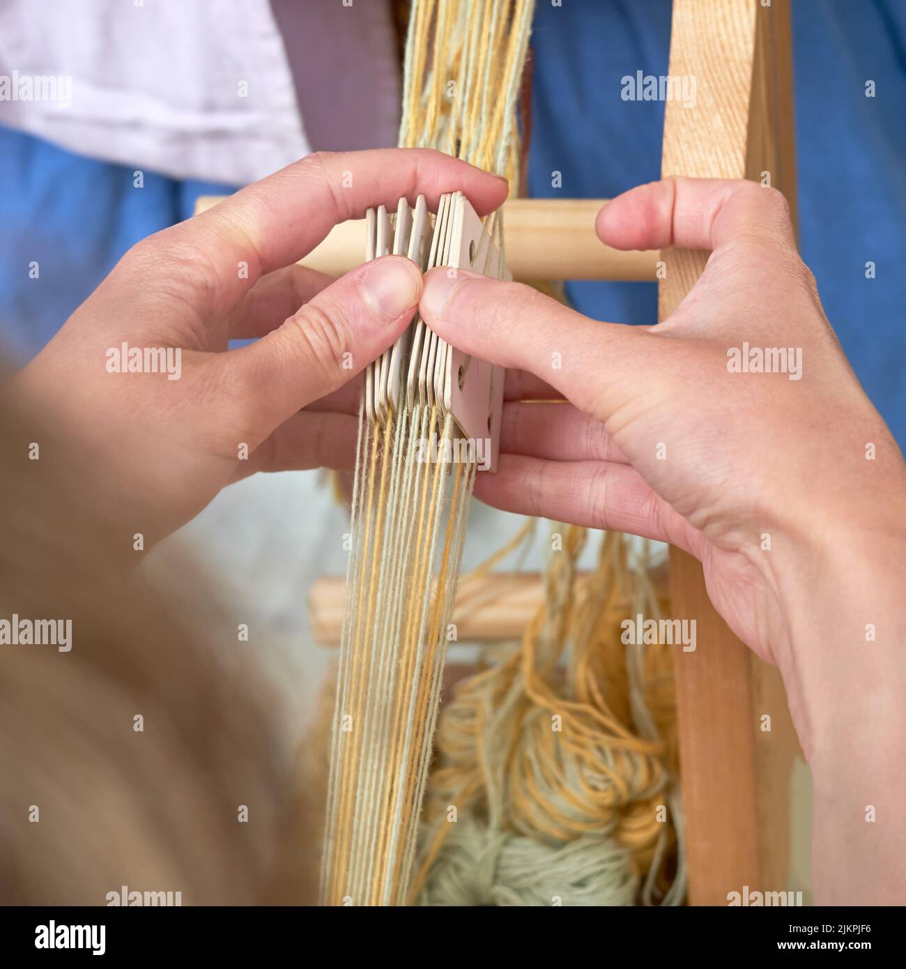 An ancient Roman woman makes yarn and sews from vintage wool ...