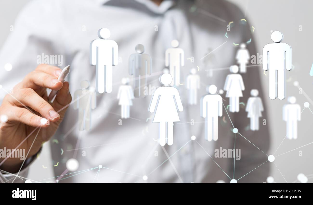 A 3D render of team communication and abstract social network ...