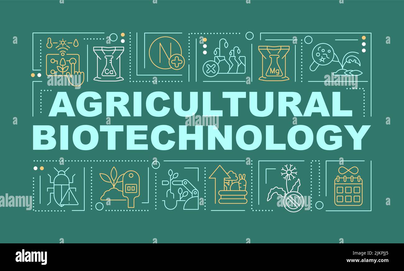 Agricultural biotechnology word concepts dark green banner Stock Vector ...