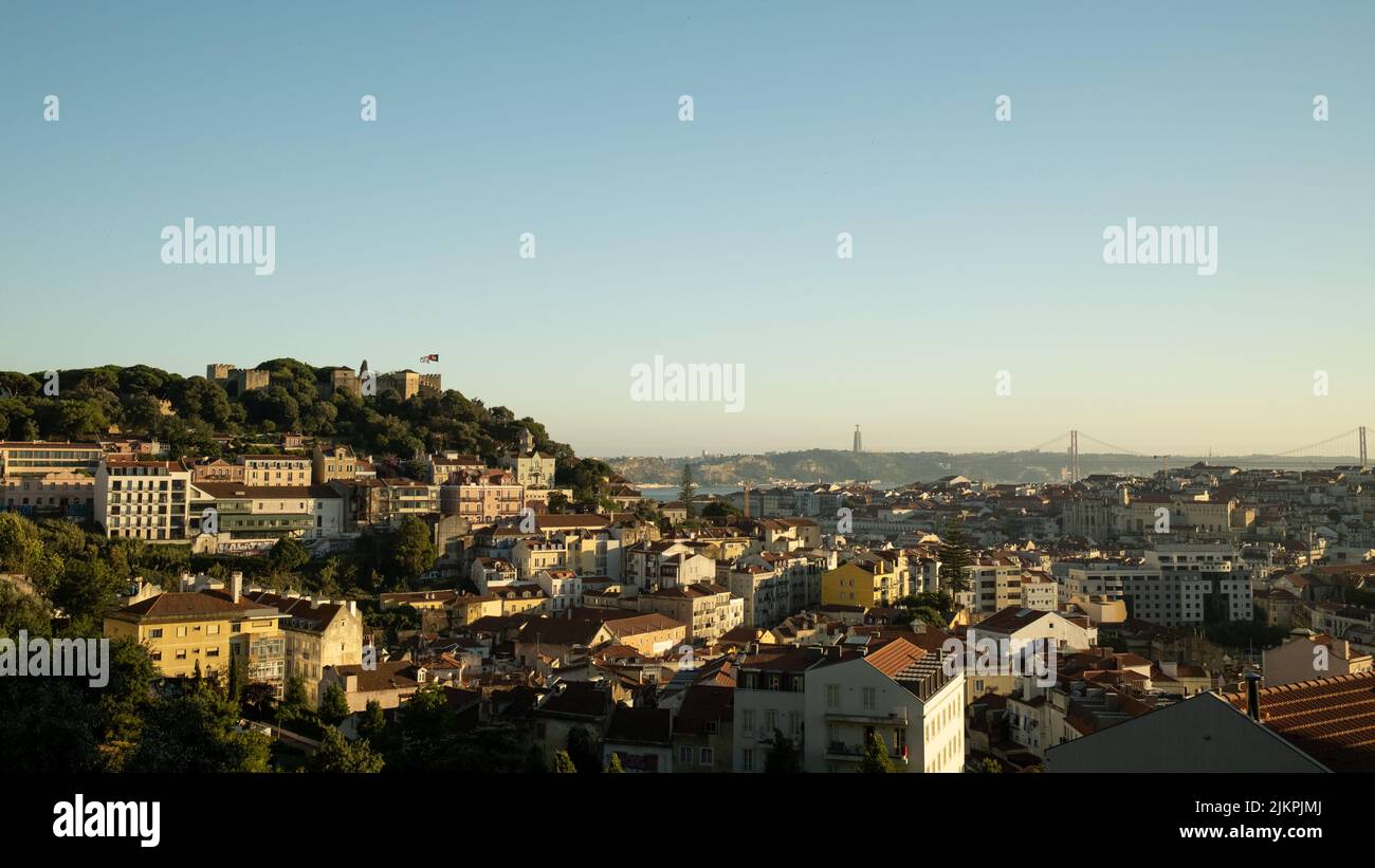 A scenic view of the city of Lisbon, Portugal under a clear sky Stock ...