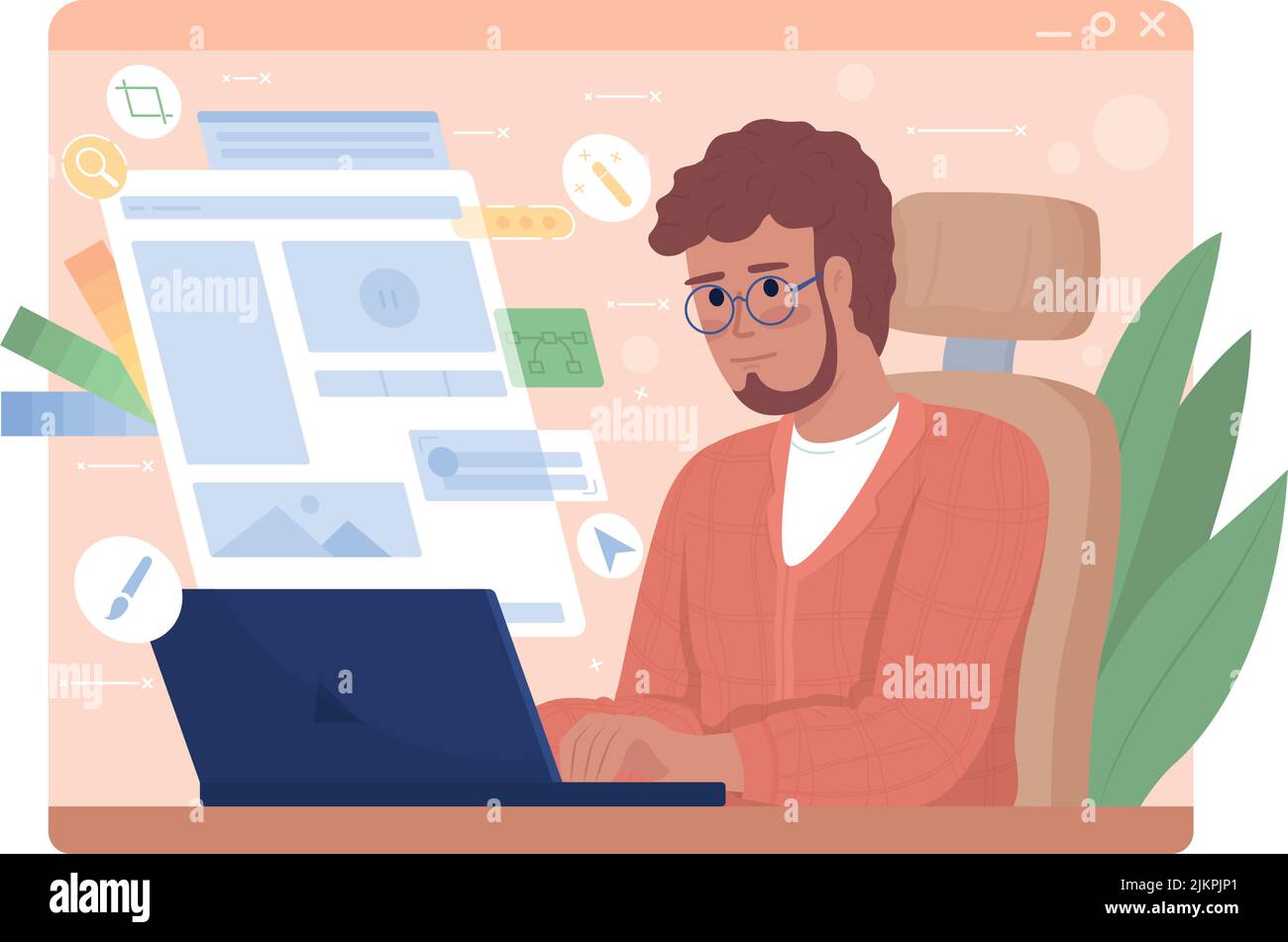 Website developer 2D vector isolated illustration Stock Vector Image ...