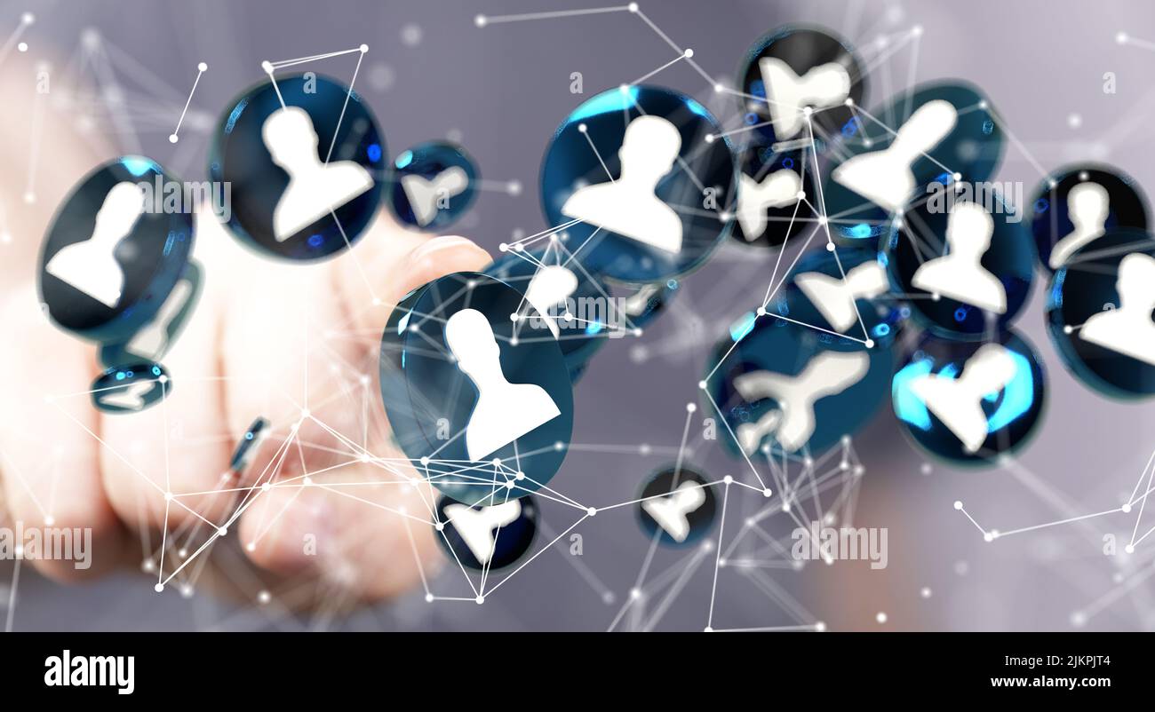 A 3D render of team communication and abstract social network ...