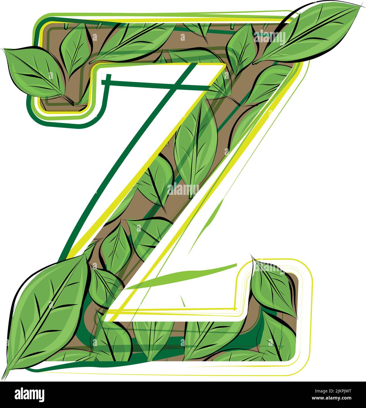 Green leaf alphabet vector Illustration LETTER Z Stock Vector Image ...