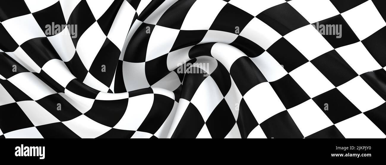 A 3D rendering of a black and white checkered flag on a white background Stock Photo - Alamy