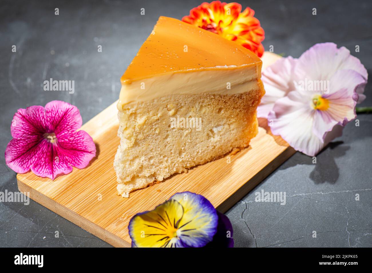 Homemade freshly baked Leche Flan also known as Custard Cake. A dessert ...