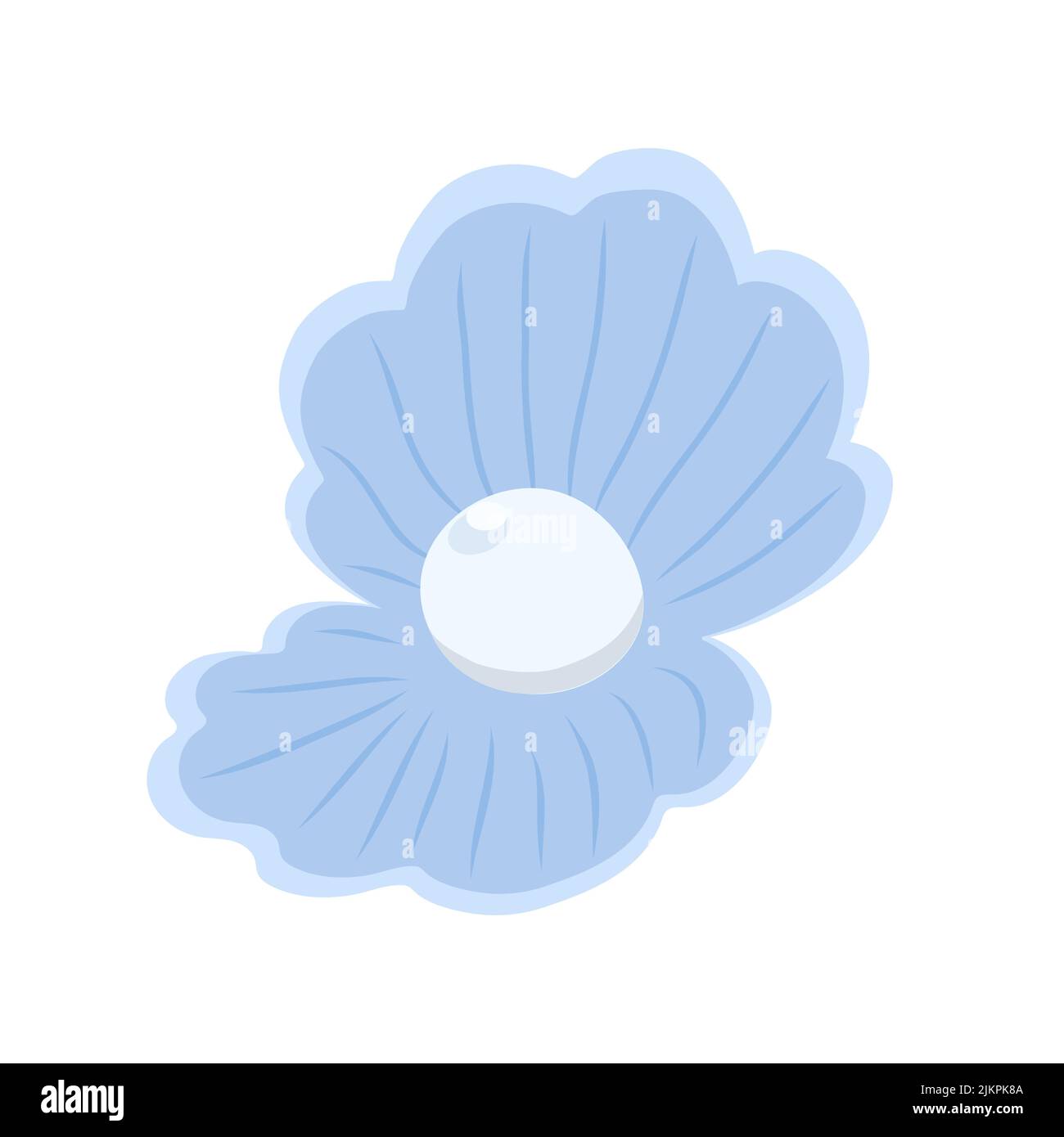 Pearl in the open shell simple flat style doodle vector illustration ...
