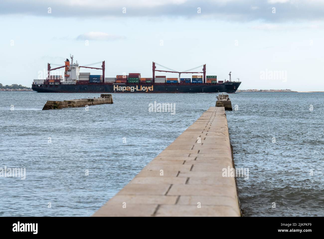 A cargo ship of the company Hapag Lloyd transporting containers worldwide Stock Photo - Alamy