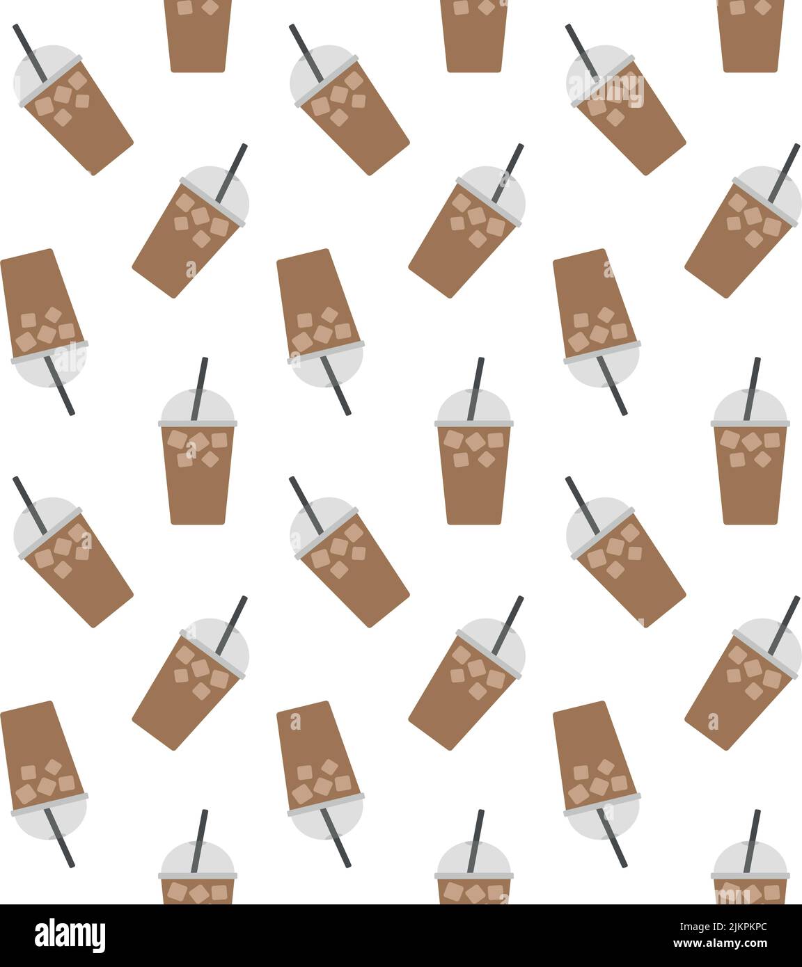 Vector seamless pattern of flat iced coffee isolated on white ...