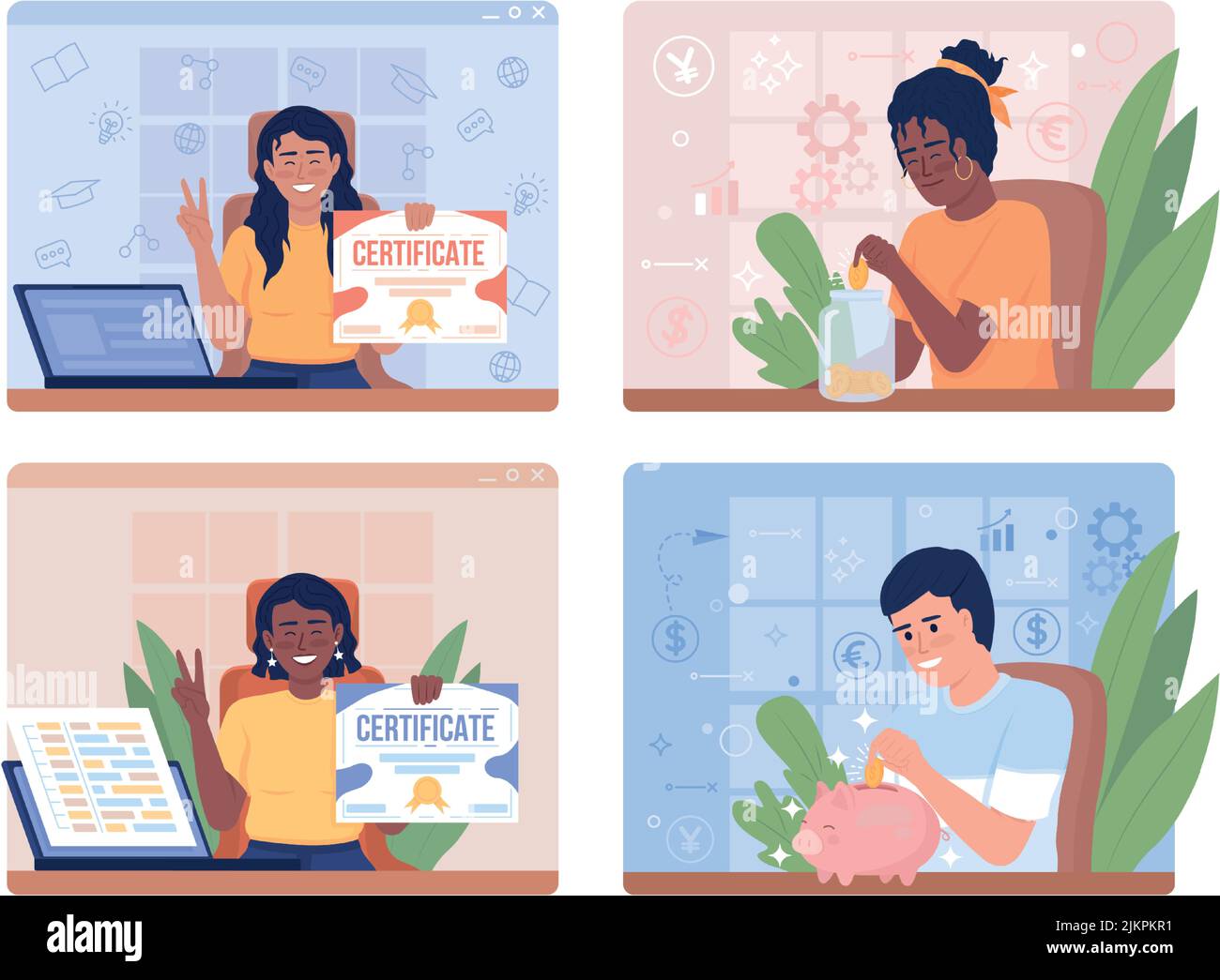 Online education 2D vector isolated illustration set Stock Vector Image ...