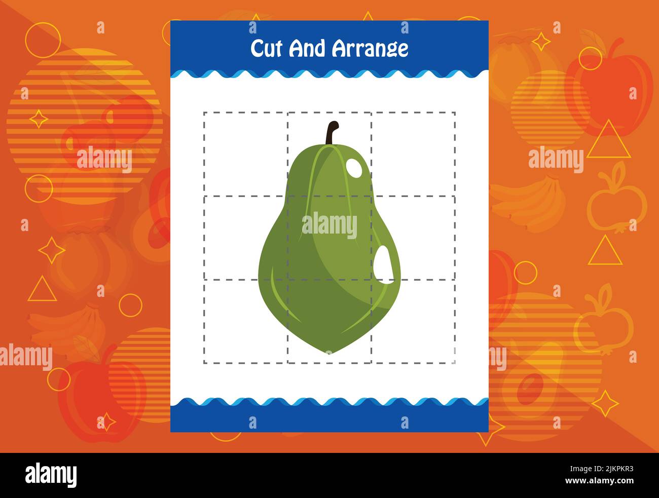 Cut and arrange with a fruit worksheet for kids. Educational game for ...