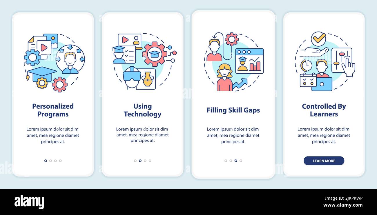 Microlearning practices onboarding mobile app screen Stock Vector Image & Art - Alamy