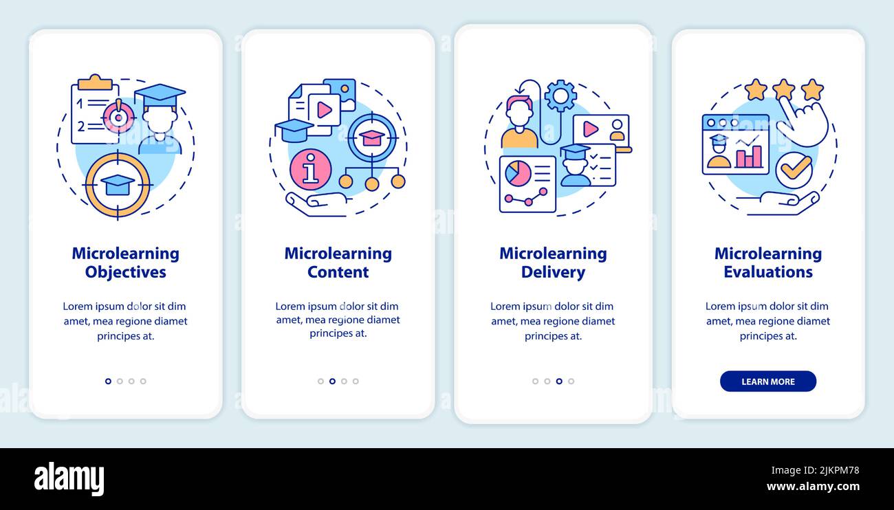 Elements of microlearning onboarding mobile app screen Stock Vector ...