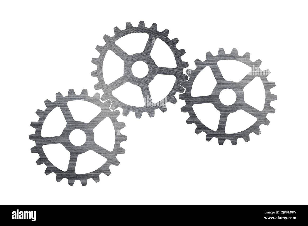 Industrial cogs stainless steel with connect on top-view, isolated on ...