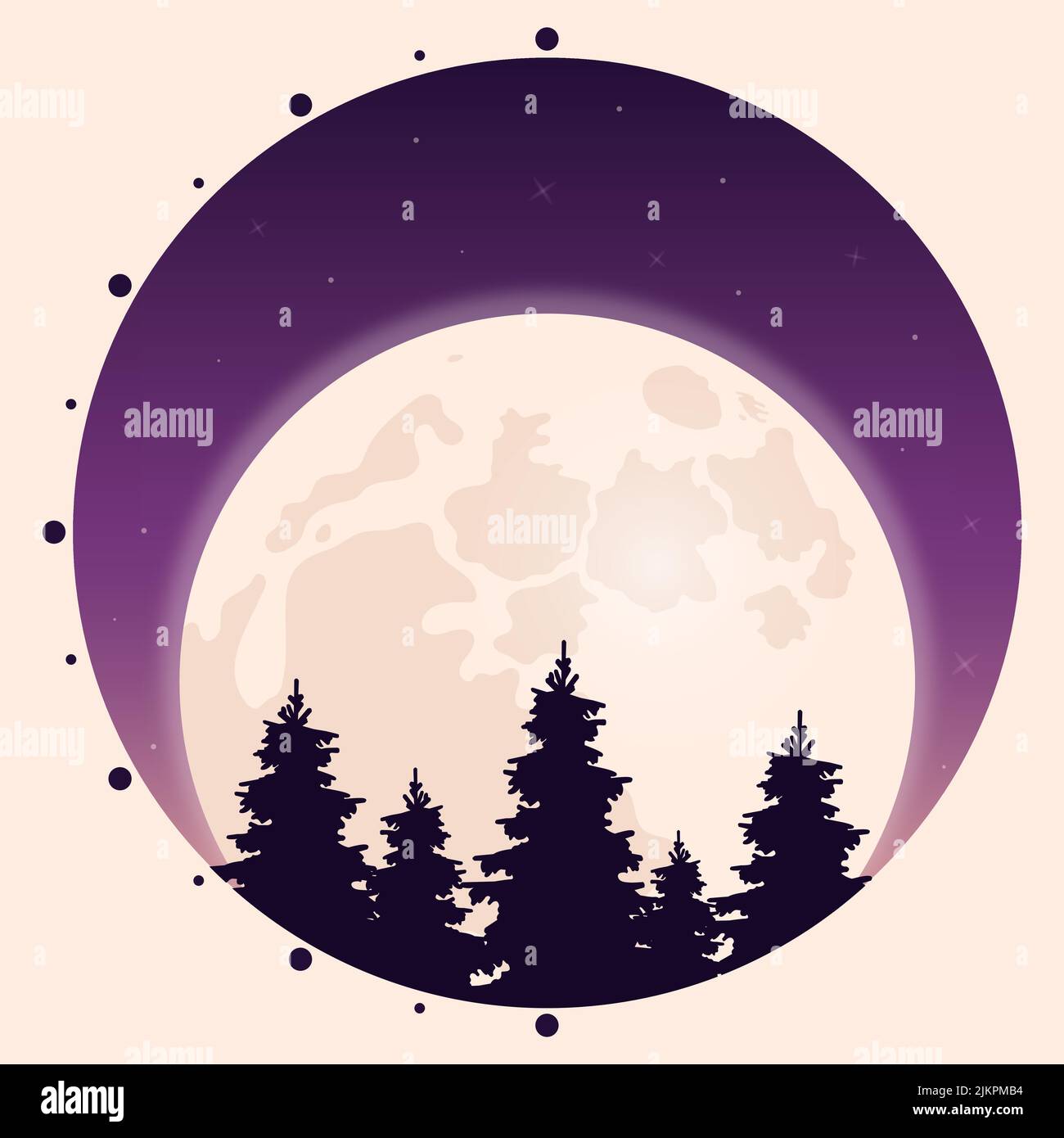 Night sky with moon with silhouettes of trees Stock Vector Image & Art ...