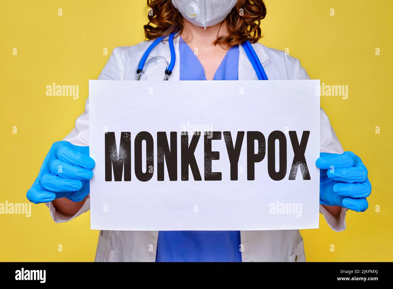Doctor and inscription monkeypox virus, quarantine due to disease ...