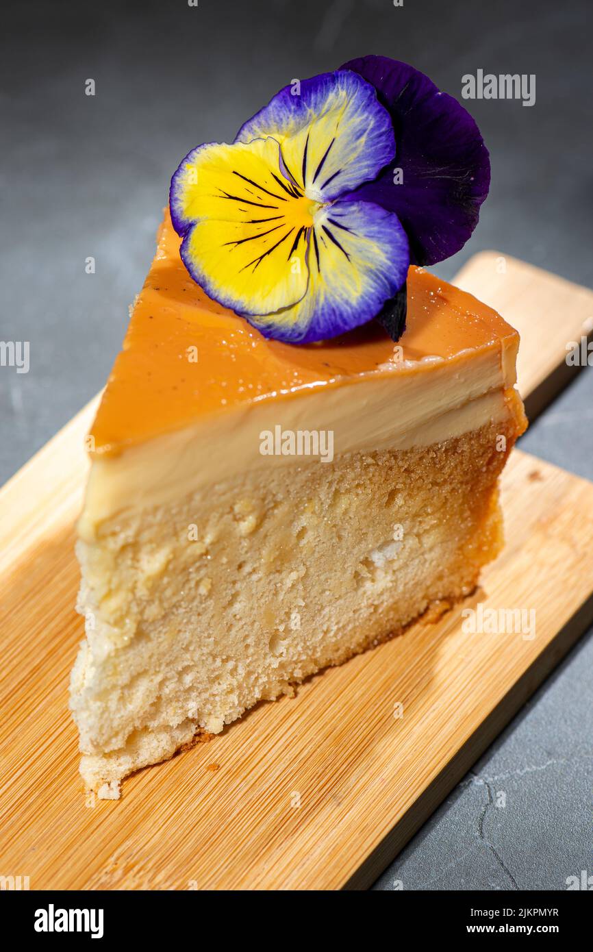 Homemade freshly baked Leche Flan also known as Custard Cake. A dessert ...