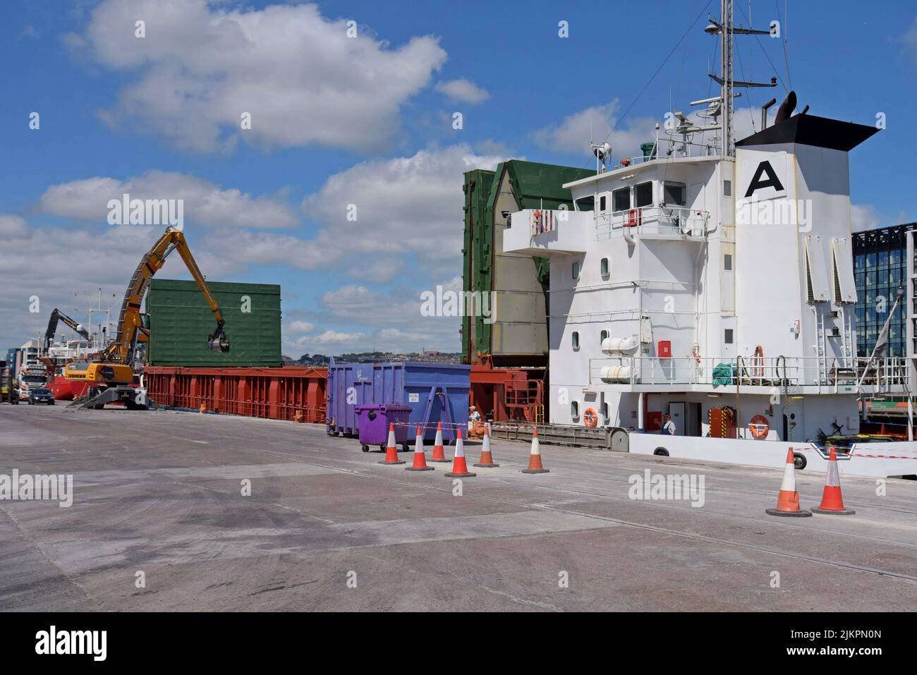 The ship Fonnland, a general cargo ship, loading at the Port of Cork ...