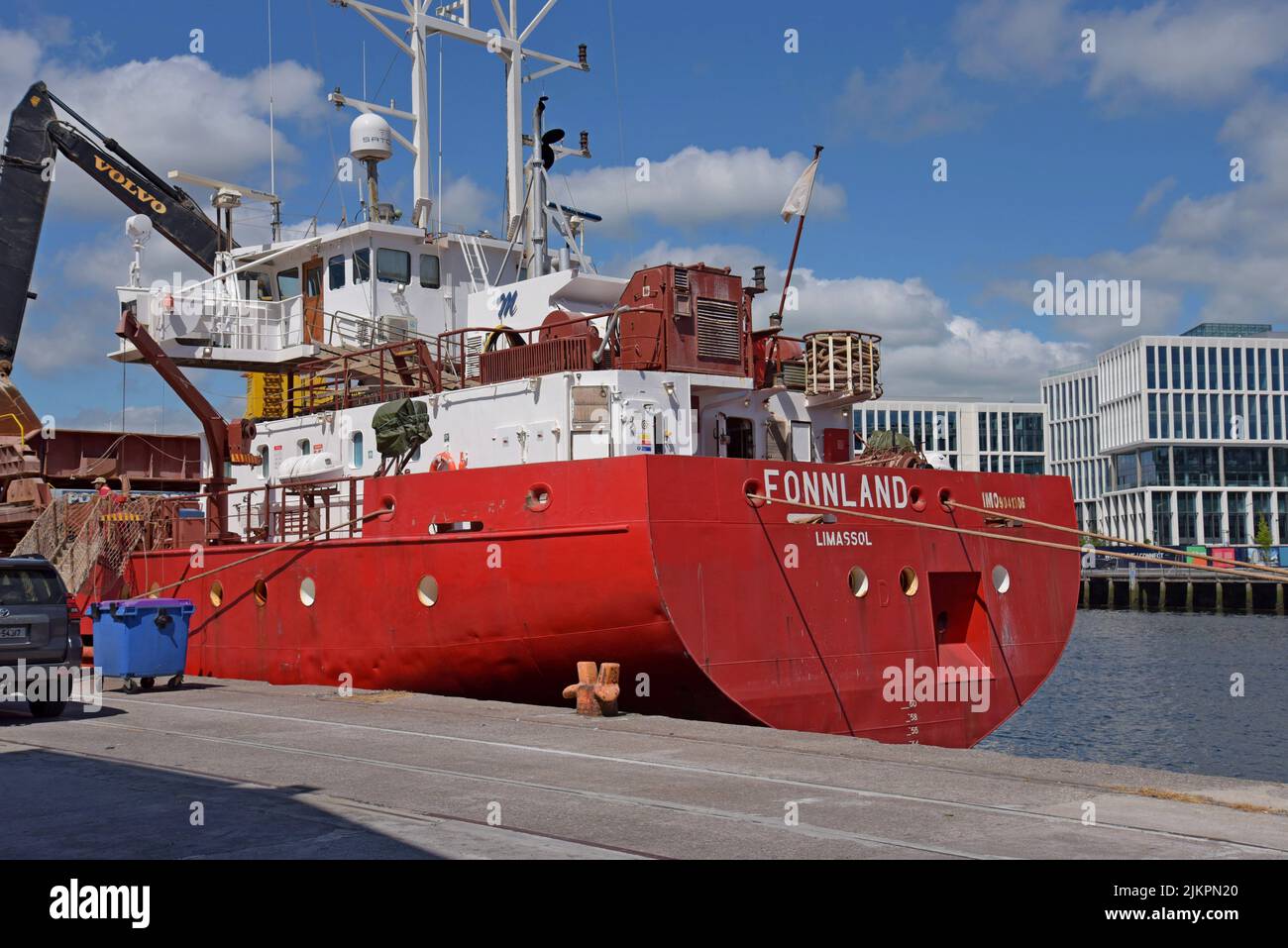 The ship Fonnland, a general cargo ship, loading at the Port of Cork ...