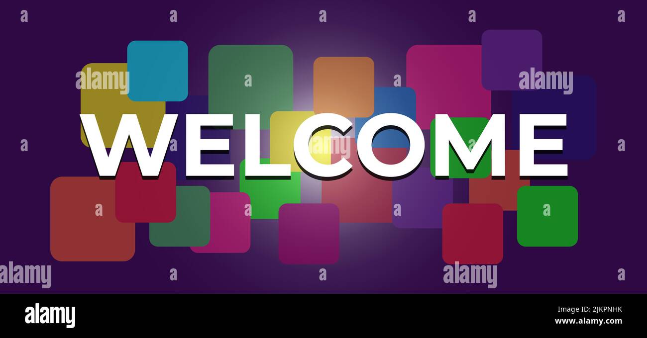 WELCOME letters banner on colorful squares. Stock vector banner Stock ...
