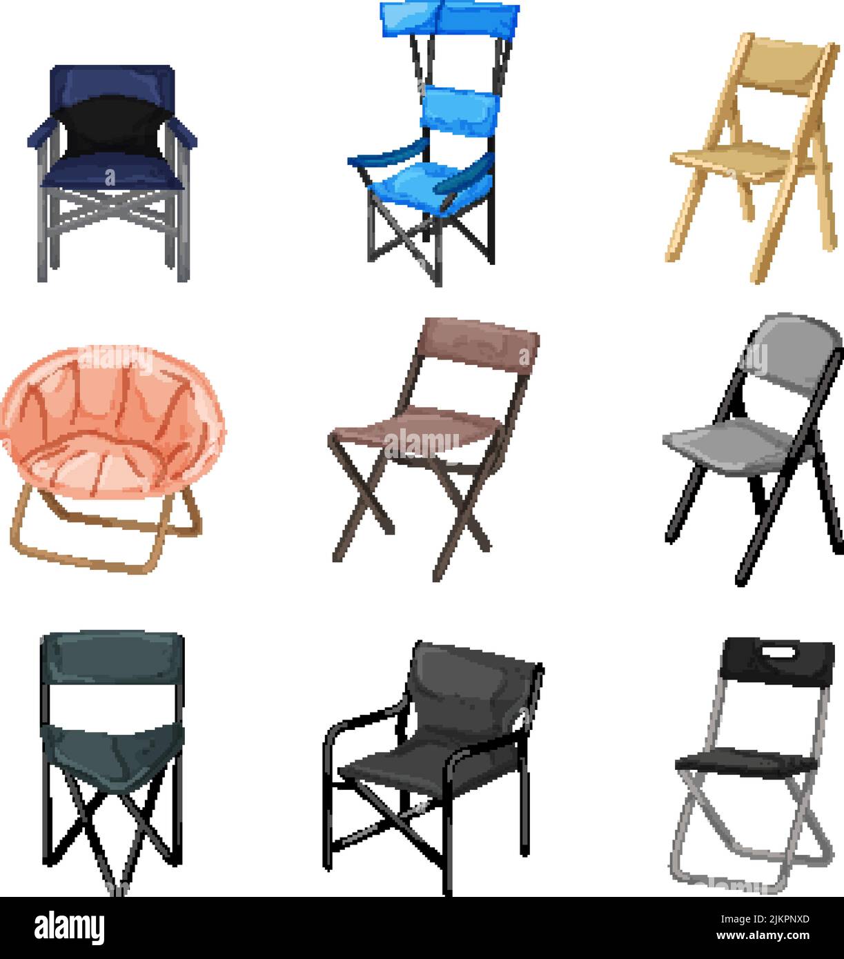 folding chair set cartoon vector illustration Stock Vector Image & Art ...