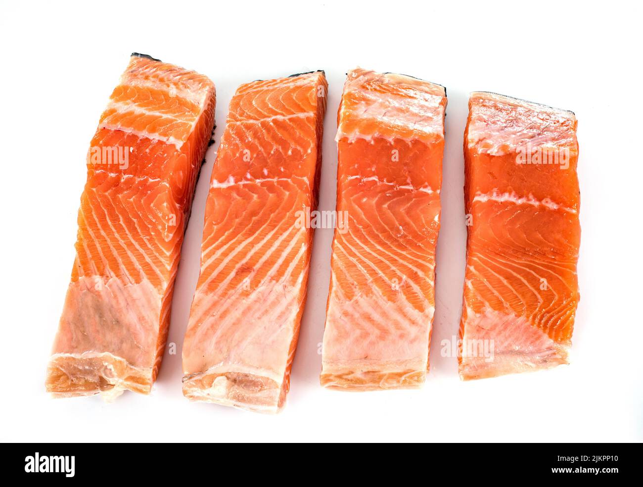 steak of salmon in front of white background Stock Photo - Alamy